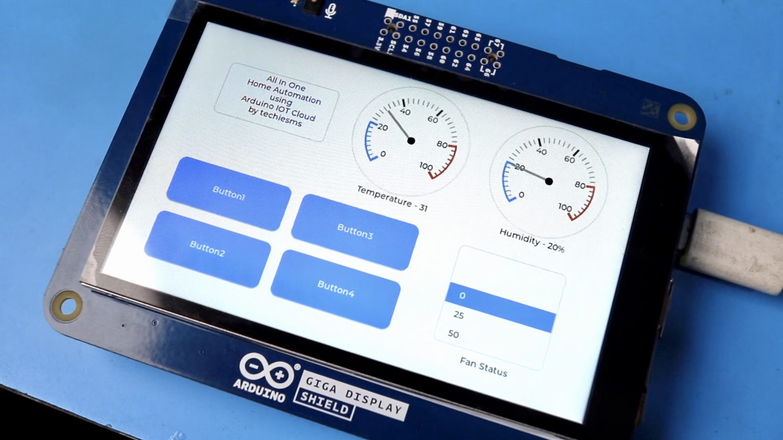 Dashboard basata su Arduino GIGA Display Shield controlla gli ...